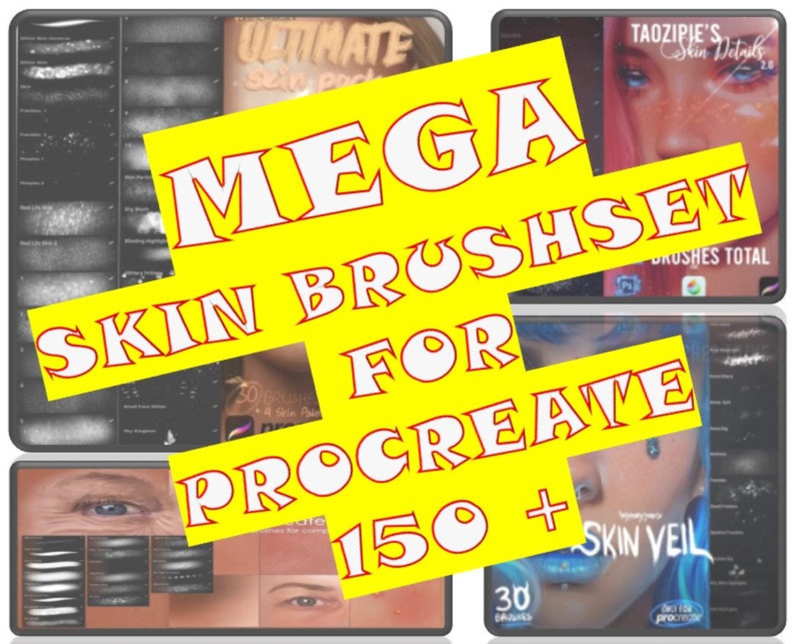 150+ Skin Texture, Pores, Painting, Glitter,details and Veil Brushes ...