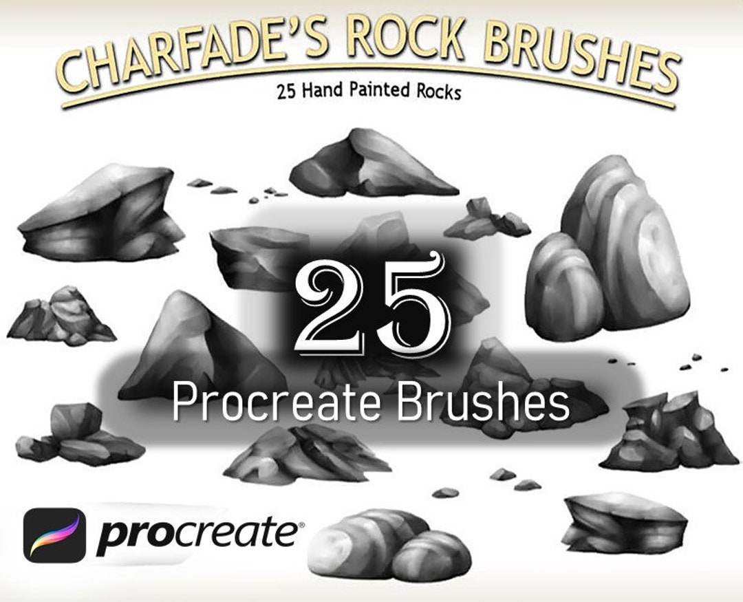 Stone Procreate Set Has 25 Seamless Brushes to Add a Rock, Stone ...
