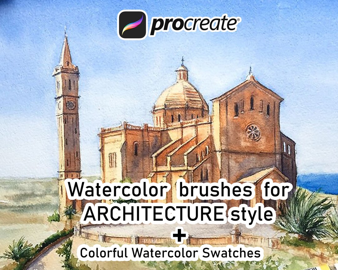 Watercolor Brushes for ARCHITECTURE Style, Procreate Watercolor Brushes ...
