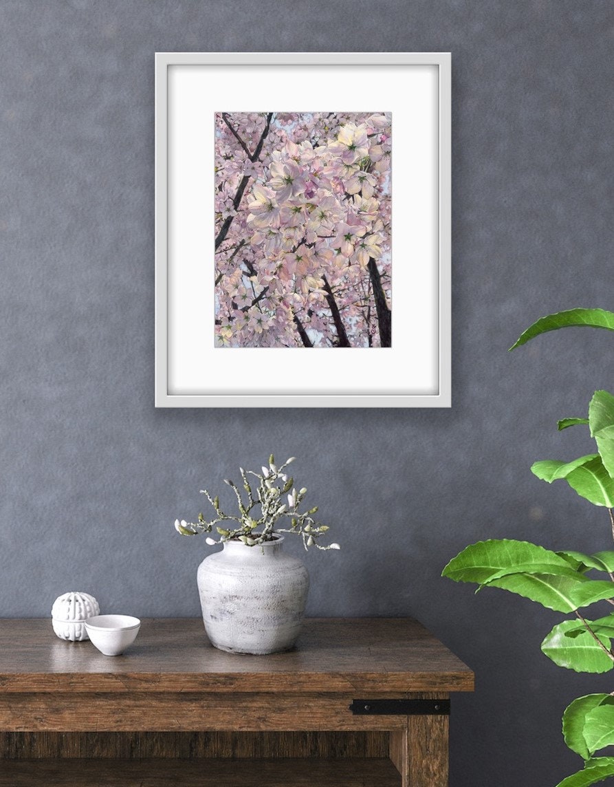 Cherry Blossom Watercolor, Sakura - Fine Art Print of Painting - 11x14 ...