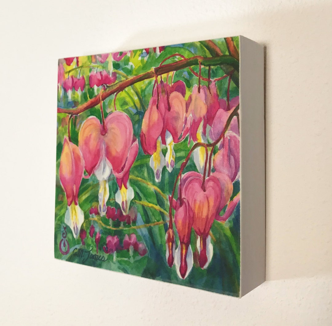 Bleeding Heart Flower Art Print on Wood Panel: Gift for Gardener - Etsy