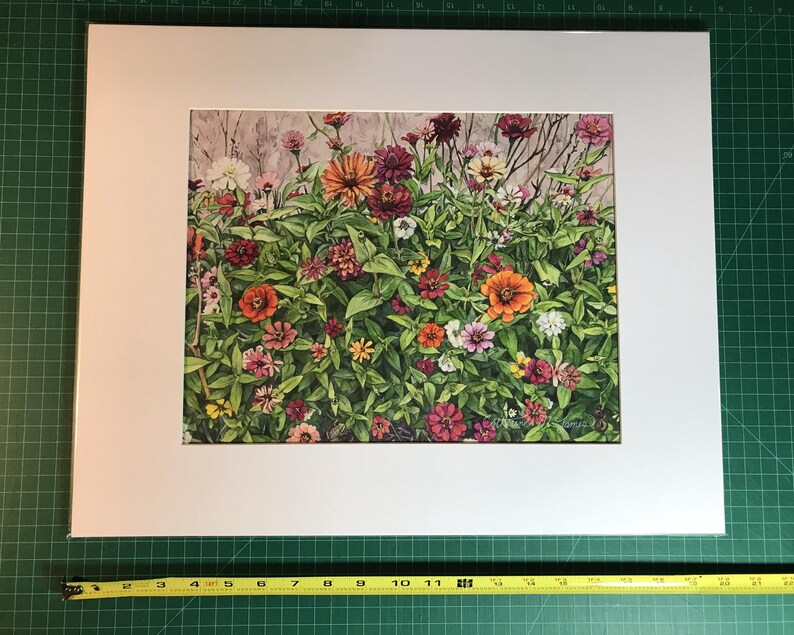 Zinnias, Summer Flower Garden - Fine Art Print of Watercolor Painting ...