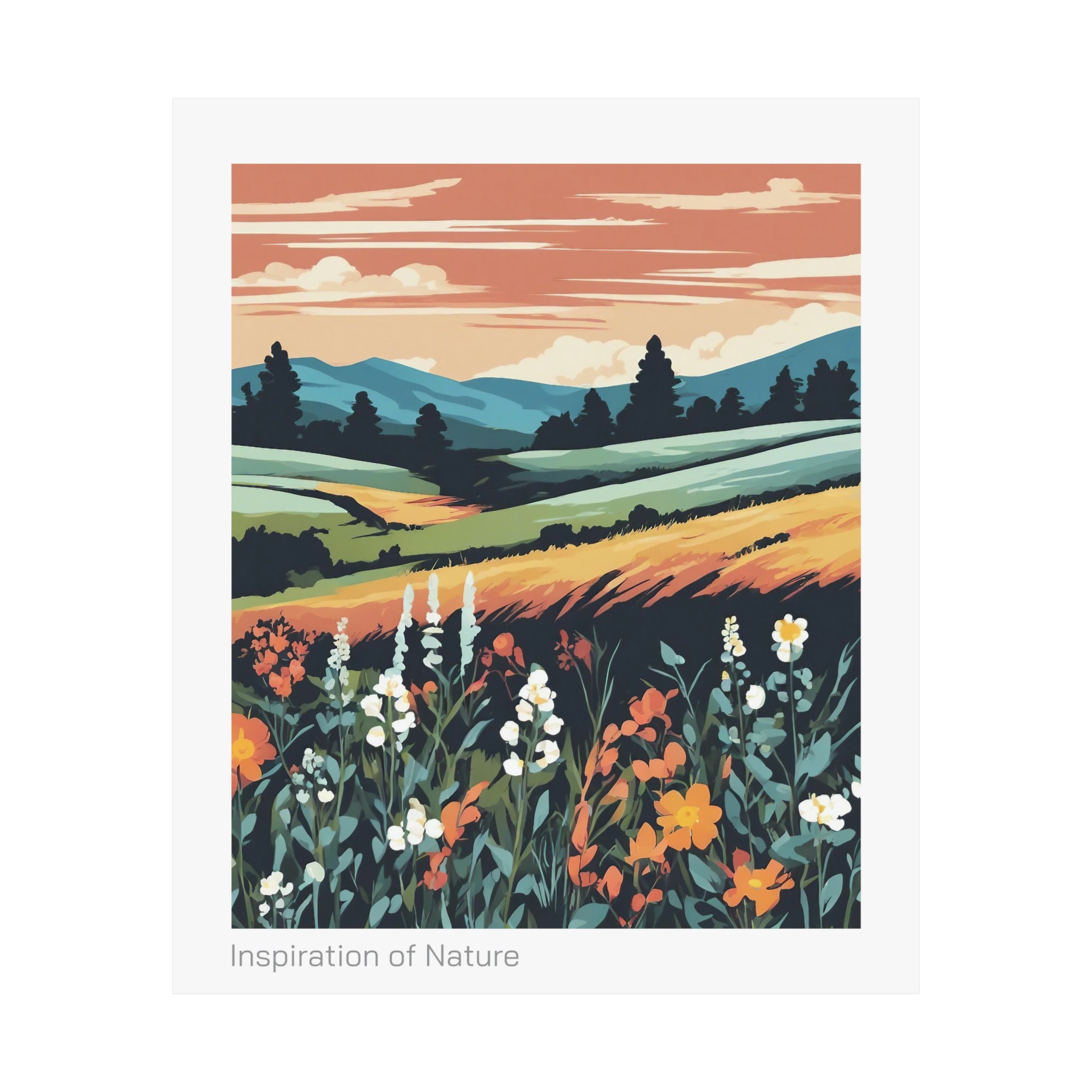 Inspiration of Nature Springtime Wildflower Art Poster, Meadow Valley ...