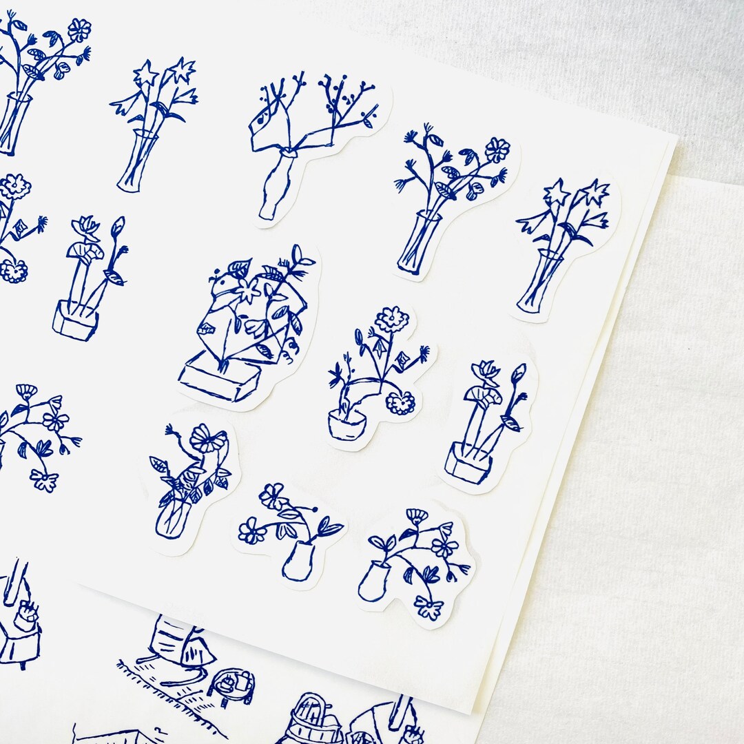 Ultimate Blue Sticker Set No.2 Flowers Illustration - Etsy