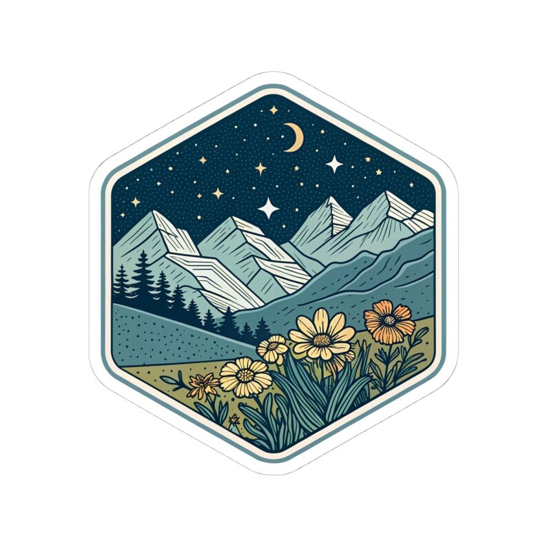 Spring Mountain Floral Kiss-cut Stickers, Nature Aesthetic, Laptop ...