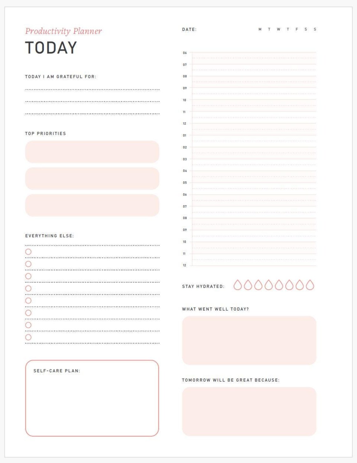 Digital Daily Schedule Template, Daily Planner Diary Printable, Work ...
