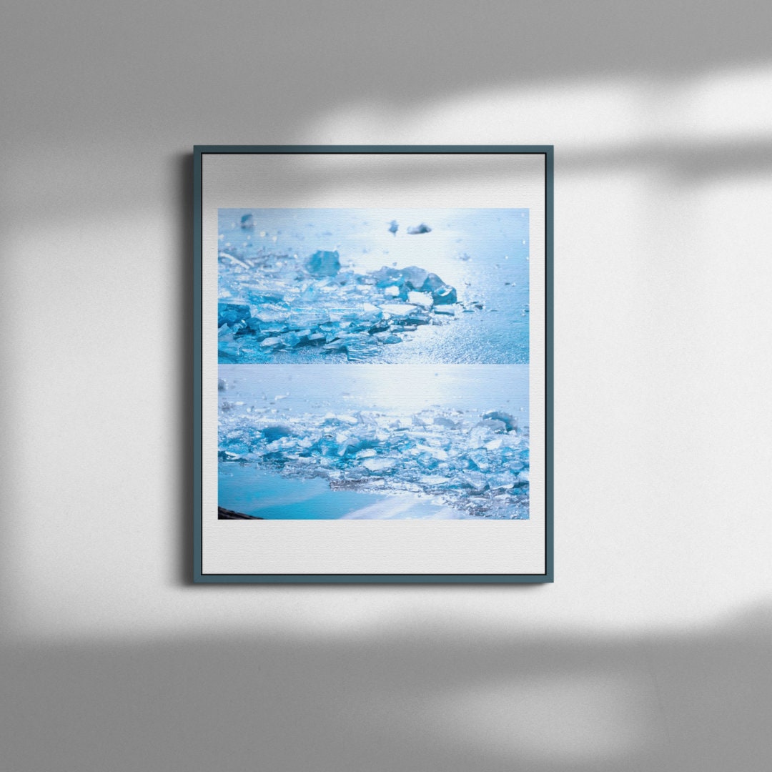 Winter's Sparkle Crystalline Ice Floes Digital Print Captivating Nature ...