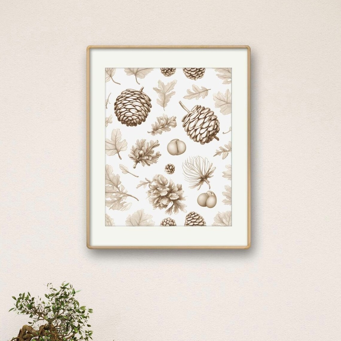 Autumn Treasures, Retro Poster, Vintage, Acorn, Pinecone, Maple Leaf ...