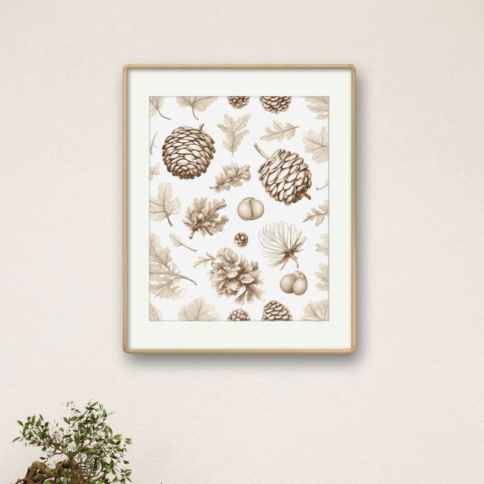 Autumn Treasures, Retro Poster, Vintage, Acorn, Pinecone, Maple Leaf ...