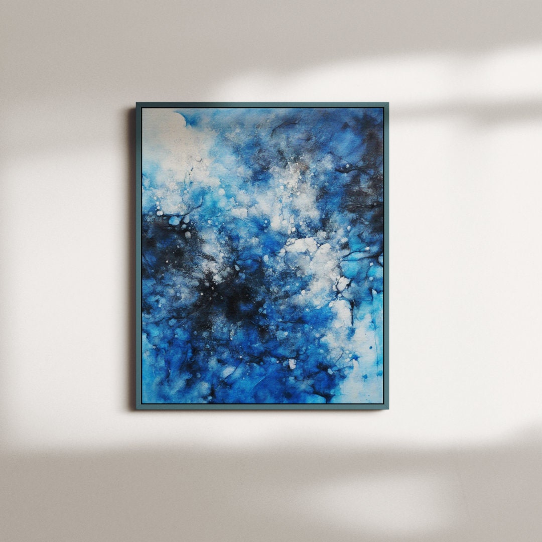 Melancholy Blue, Poetic Dance of Wind, Flower, Snow, Moon, Abstract Ink ...