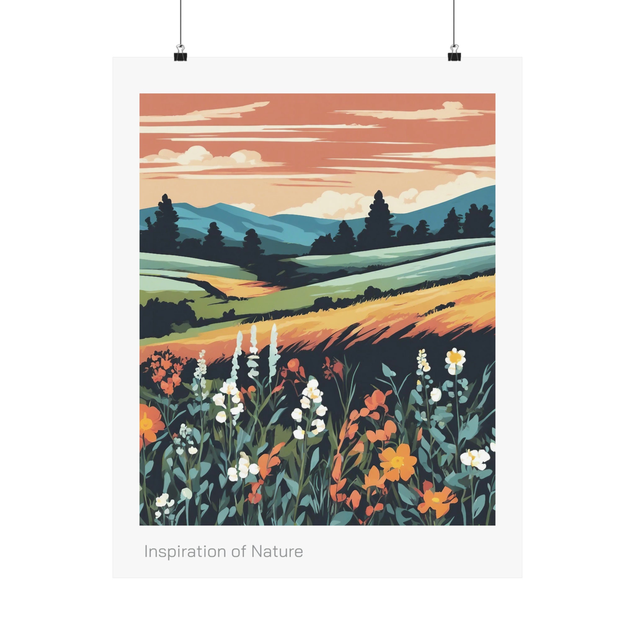 Inspiration of Nature Springtime Wildflower Art Poster, Meadow Valley ...