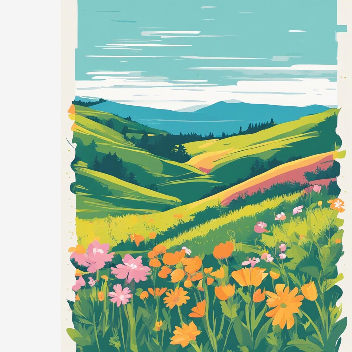 Springtime Wildflower Meadow Valley Landscape, Mountain View Spring ...
