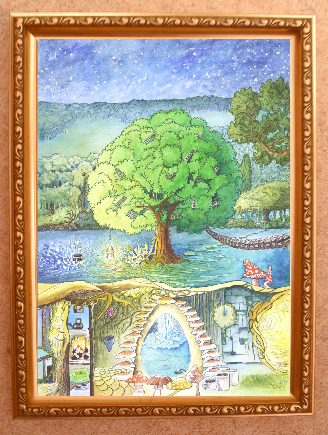 Magical Tree Print Folktale Painting Fantasy Tree Art - Etsy