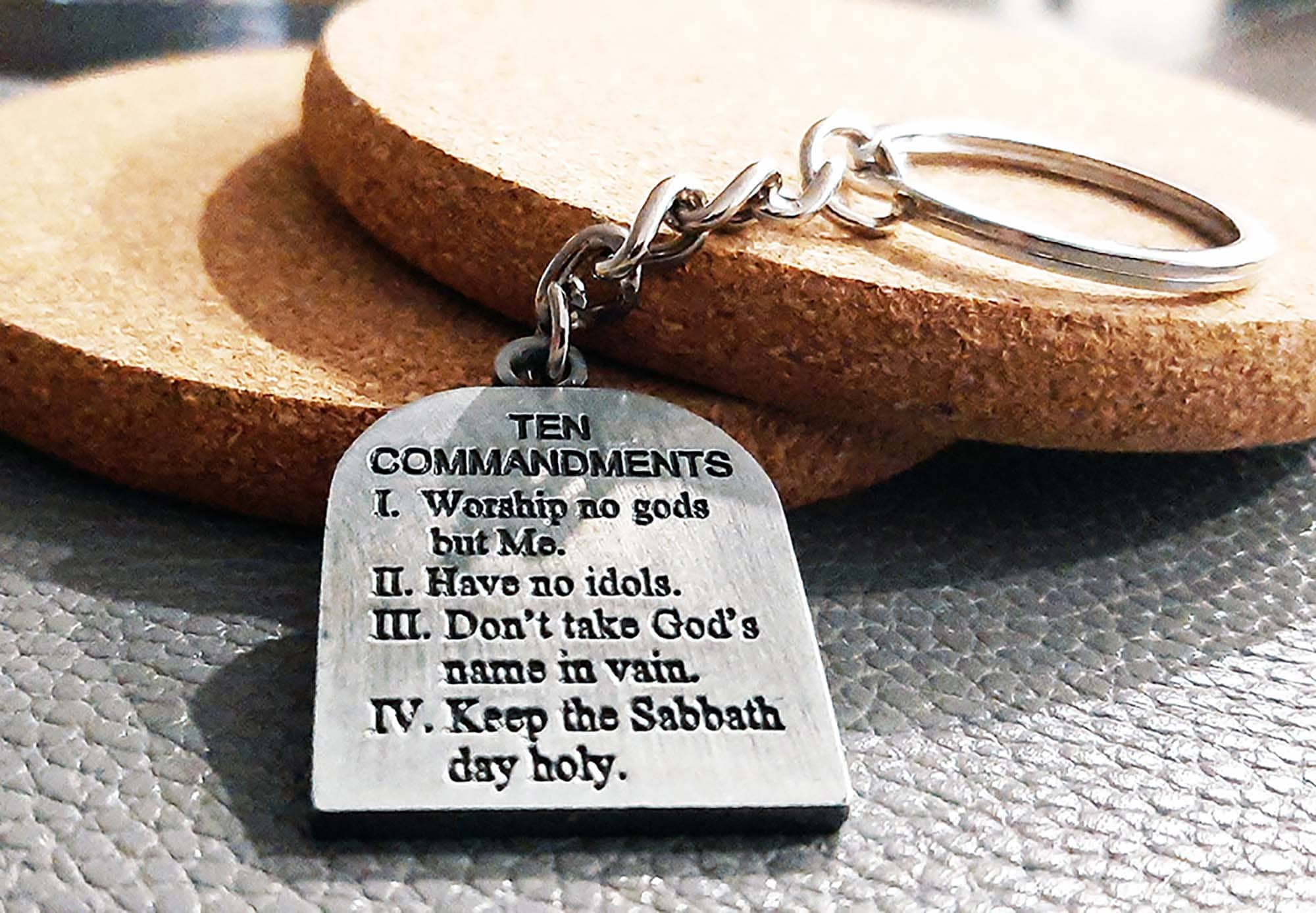 The Ten Commandments engraved Key Chain | Etsy