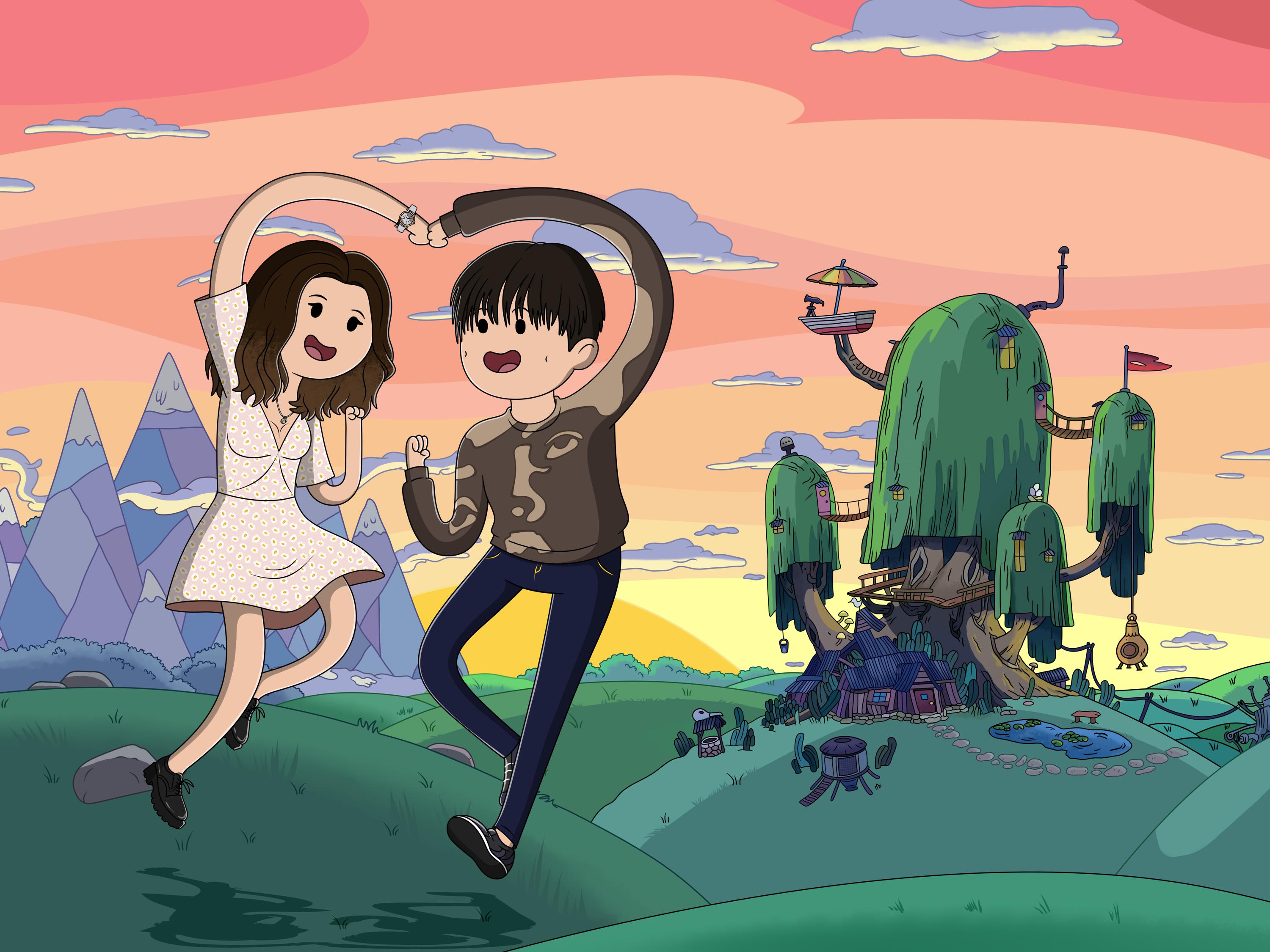 Adventure Time Poster Portrait, Custom Cartoon Family Portrait From ...