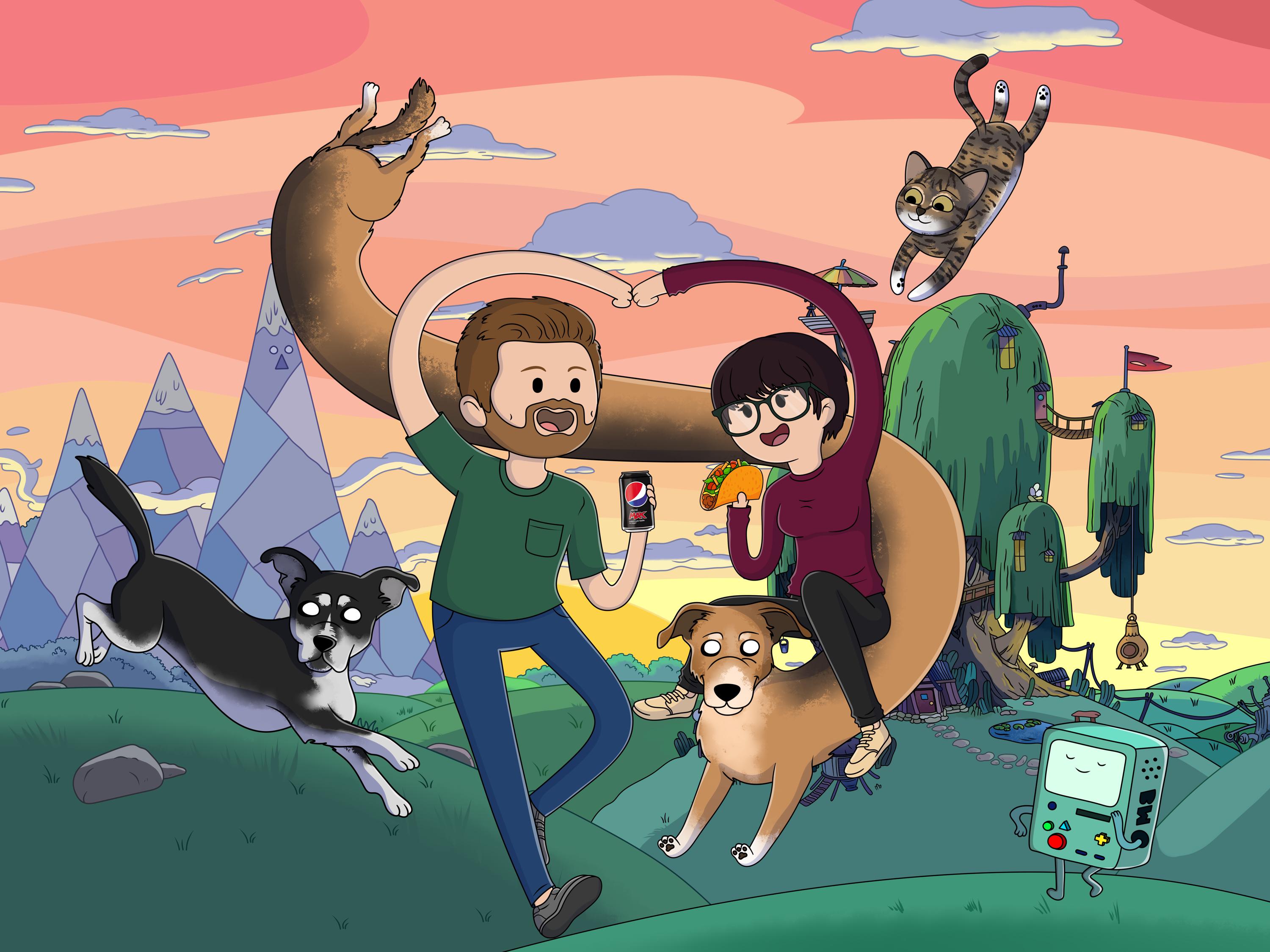 Adventure Time Poster Portrait, Custom Cartoon Family Portrait From ...