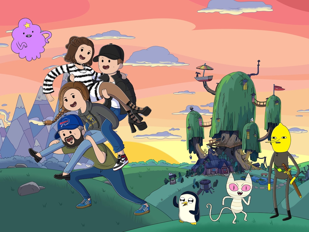Adventure Time Poster Portrait, Custom Cartoon Family Portrait From ...