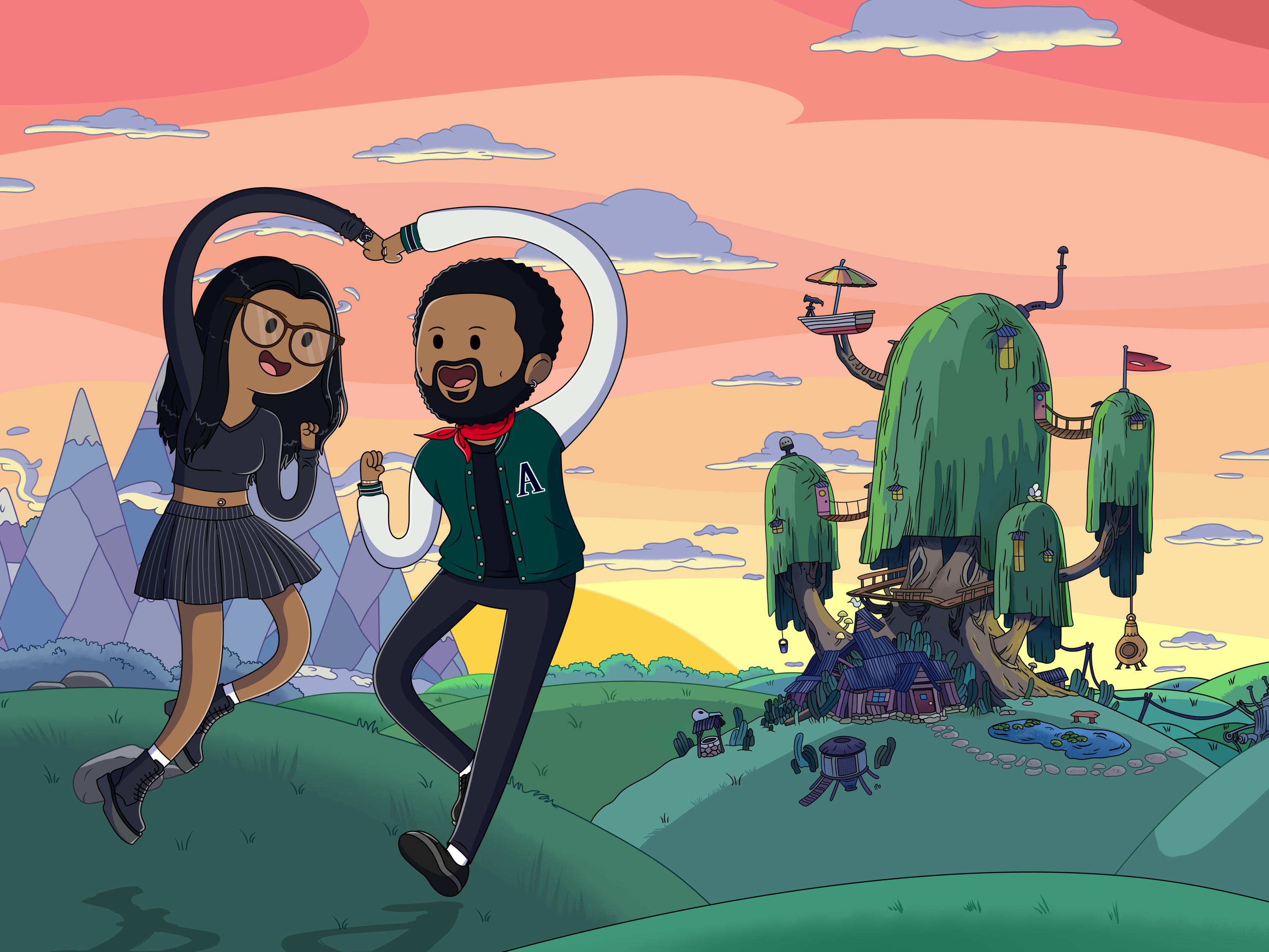 Adventure Time Poster Portrait, Custom Cartoon Family Portrait From ...