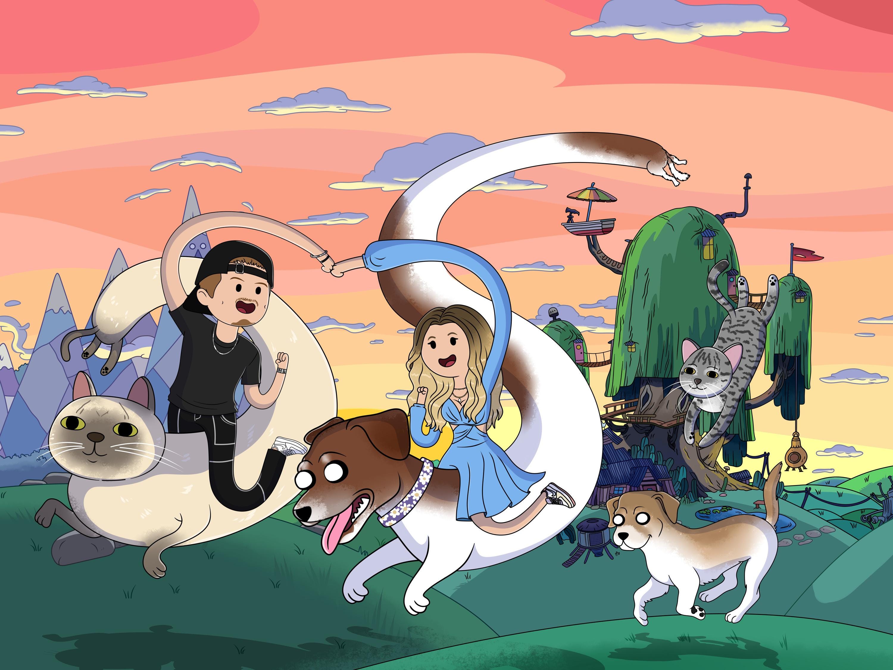Adventure Time Poster Portrait, Custom Cartoon Family Portrait From ...