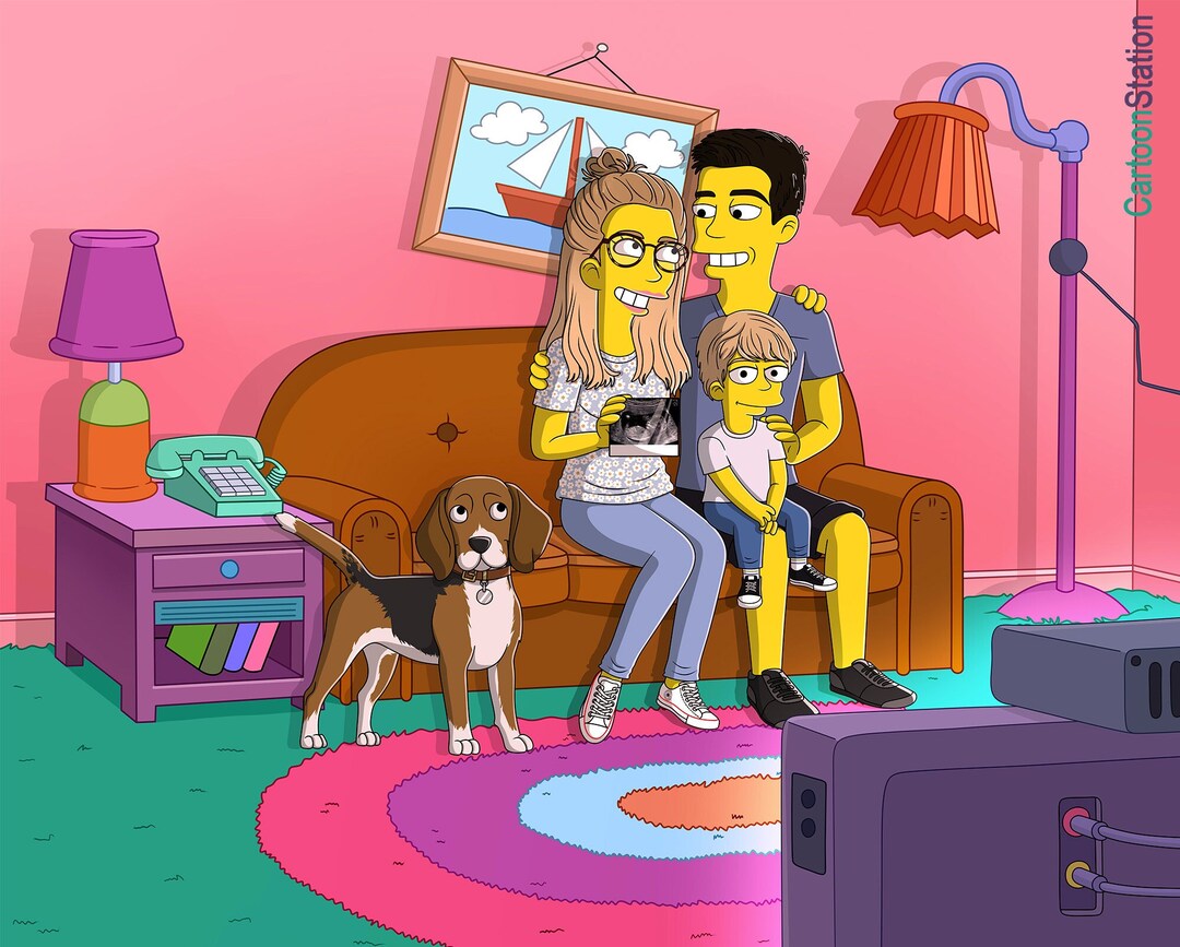 Personalized Simpsons Portrait Poster Family Gift, Anniversary Gift for ...