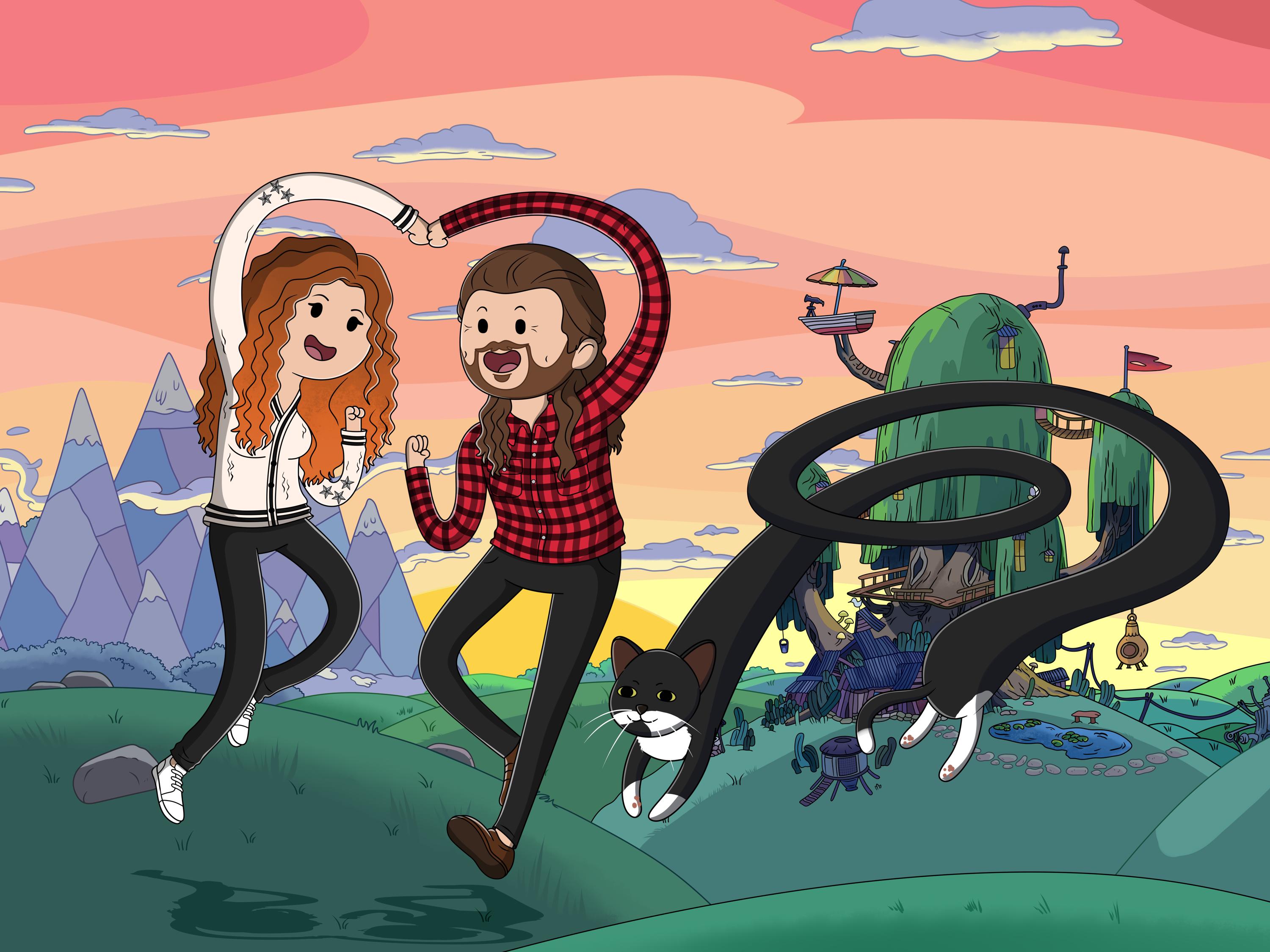 Adventure Time Poster Portrait, Custom Cartoon Family Portrait From ...