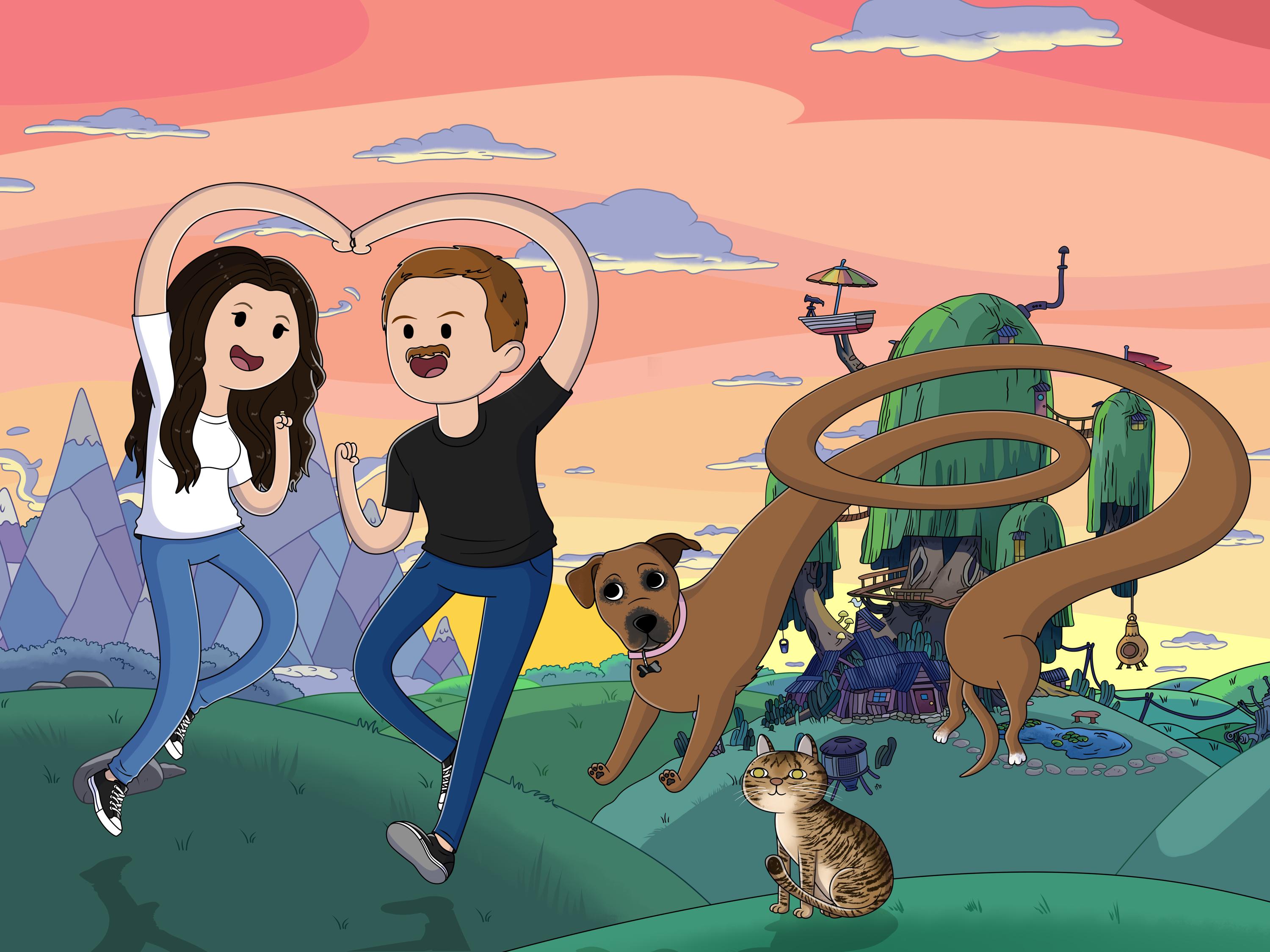 Adventure Time Poster Portrait, Custom Cartoon Family Portrait From ...