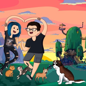 Adventure Time Poster Portrait, Custom Cartoon Family Portrait From ...