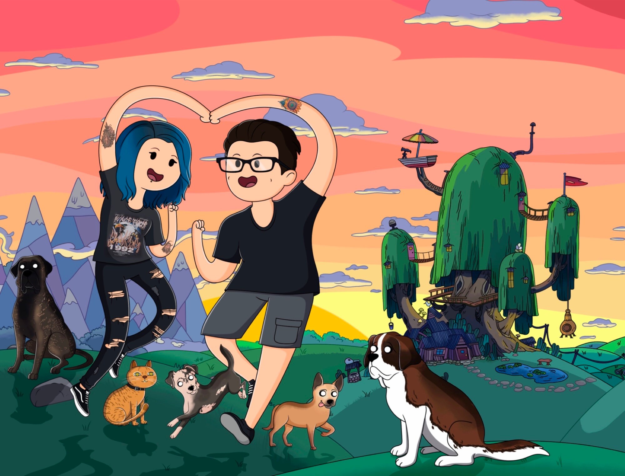 Adventure Time Poster Portrait, Custom Cartoon Family Portrait From ...
