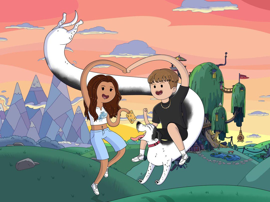 Personalized Adventure Time Portrait, Custom Cartoon Family Poster ...