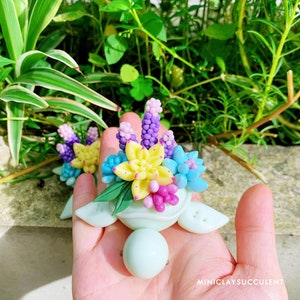 Mint Turtle Flowers Toy, Turtle Purple Lavender Lover, Polymer Tortoise ...