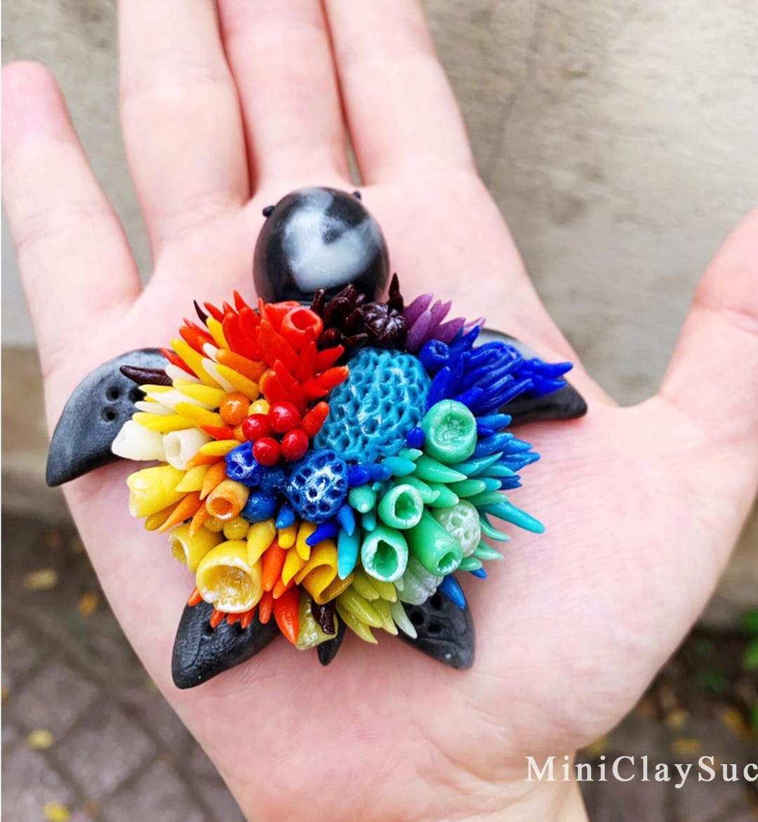 Handmade Clay Rainbow Sea Turtle, Unique Coral Turtle Toy, LGBT Funny ...