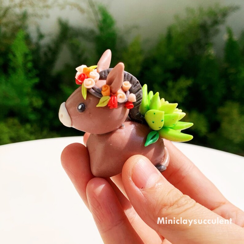 Handmade Clay Donkey Toy, Baby Donkey Flowers Art, Donkey Gifts for Her ...