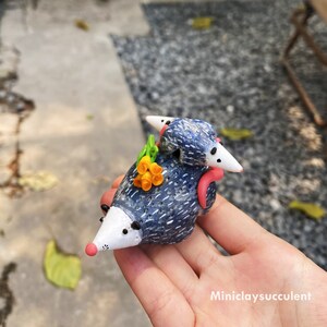Unique Blue Opossum Flower, Cute Family Animal Ornaments, Miniature Mom ...