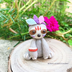 Miniature Native Sloth Gifts/ Polymer Sloth Art/ Birthday Sloth for Him ...