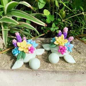 Mint Turtle Flowers Toy, Turtle Purple Lavender Lover, Polymer Tortoise ...