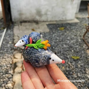 Unique Blue Opossum Flower, Cute Family Animal Ornaments, Miniature Mom ...