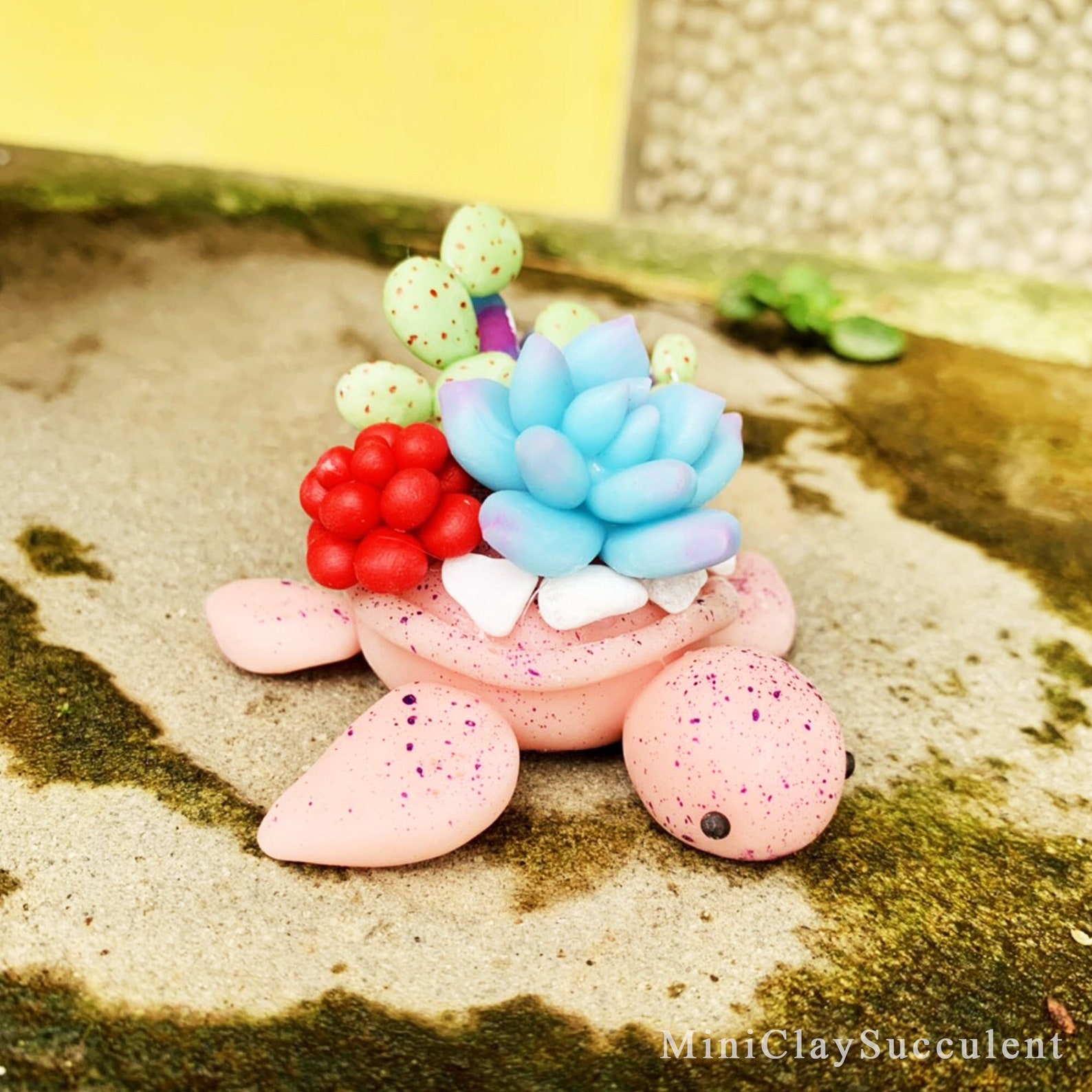 Miniature Pink Turtle Succulents, Purple Crystals Turtle Toy, Mom Gifts ...
