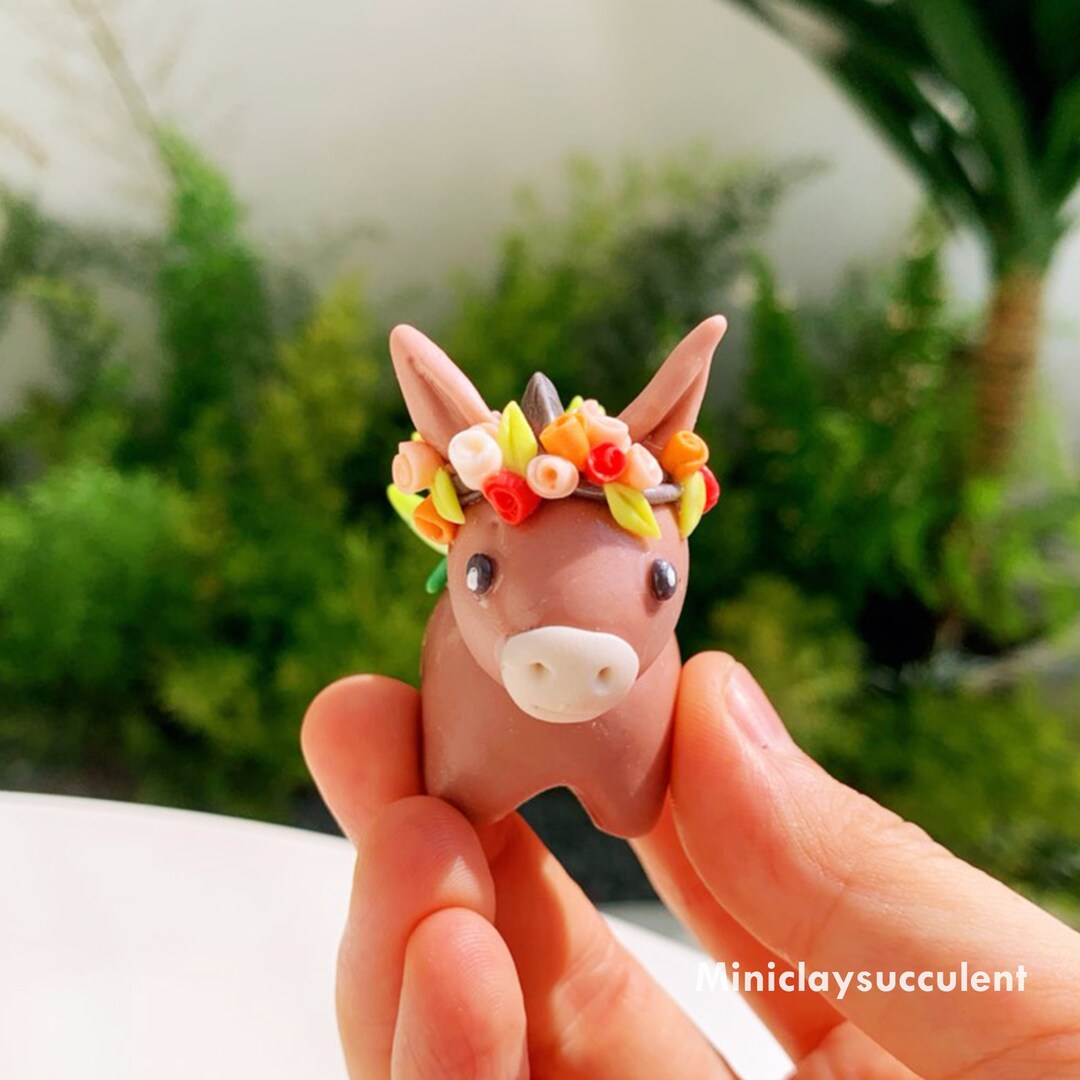Handmade Clay Donkey Toy Baby Donkey Flowers Art Donkey - Etsy