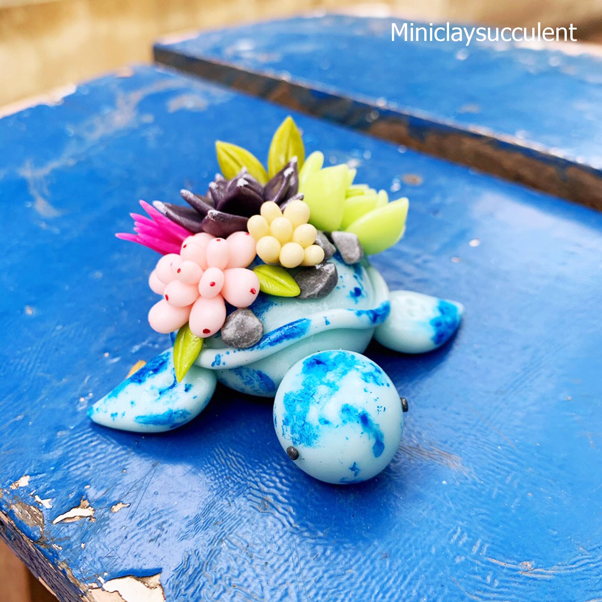 Sea Blue Turtle Succulents Art, Mini Turtle Flowers Gifts for Mom ...
