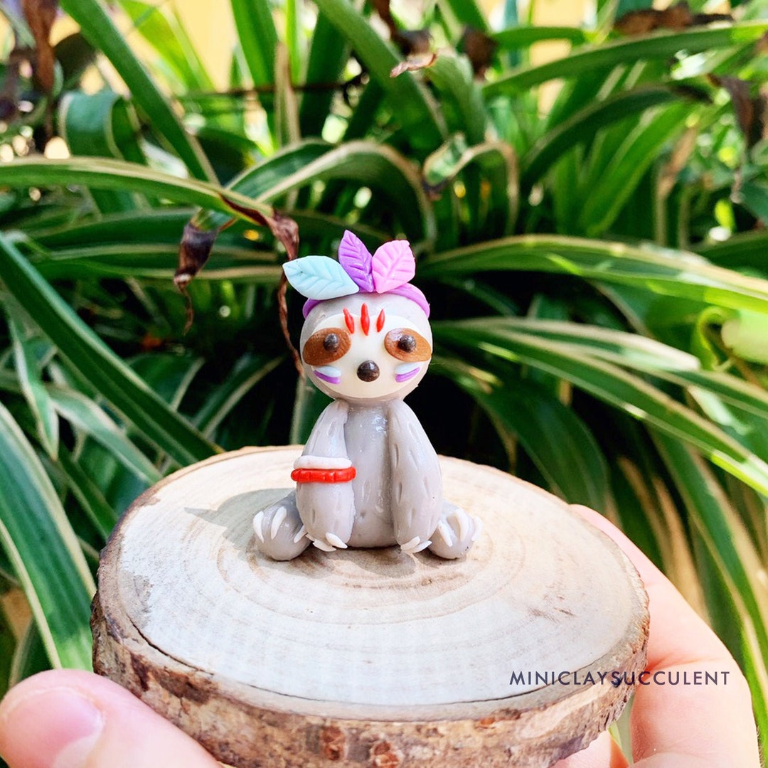 Miniature Native Sloth Gifts/ Polymer Sloth Art/ Birthday Sloth for Him ...