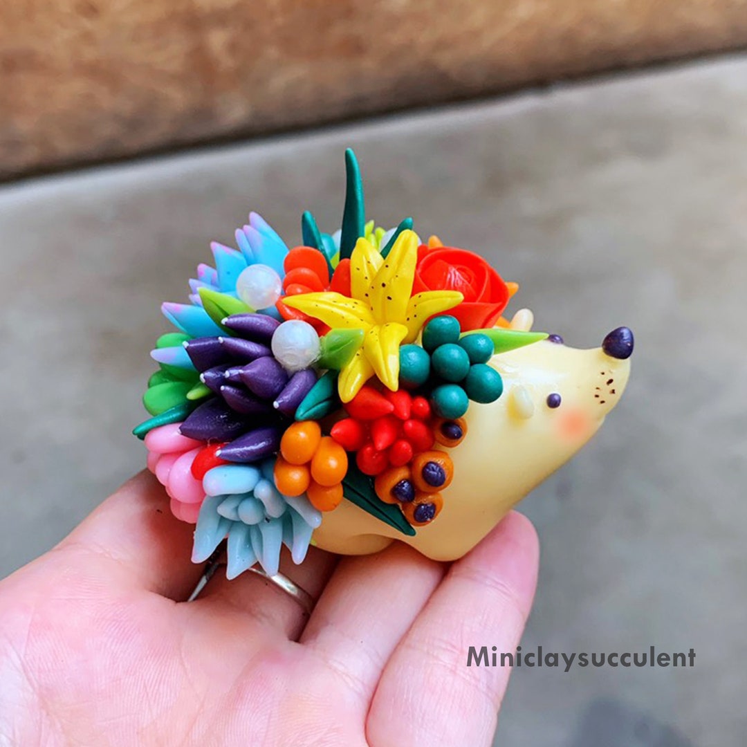 Unique Hedgehog Flowers, Handmade Hedgehog Toy, Funny Animal Desk ...