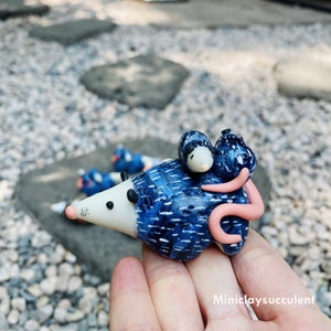 Miniature Opossum Art Gifts, Blue Opossum Toy, Opossum Ornament, Gifts ...