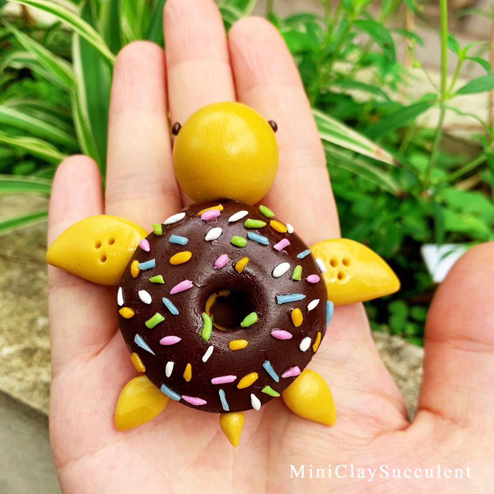Miniature Donut Turtle Handmade Unique Clay Black Doughnut - Etsy