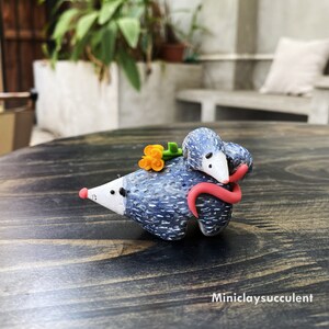 Unique Blue Opossum Flower, Cute Family Animal Ornaments, Miniature Mom ...