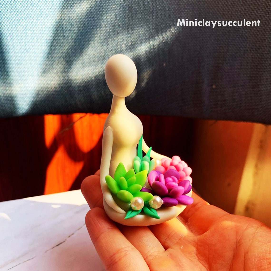 Yoga Statue Woman Planter Flower, Handmade Bohemian Style, Yogi Namaste ...
