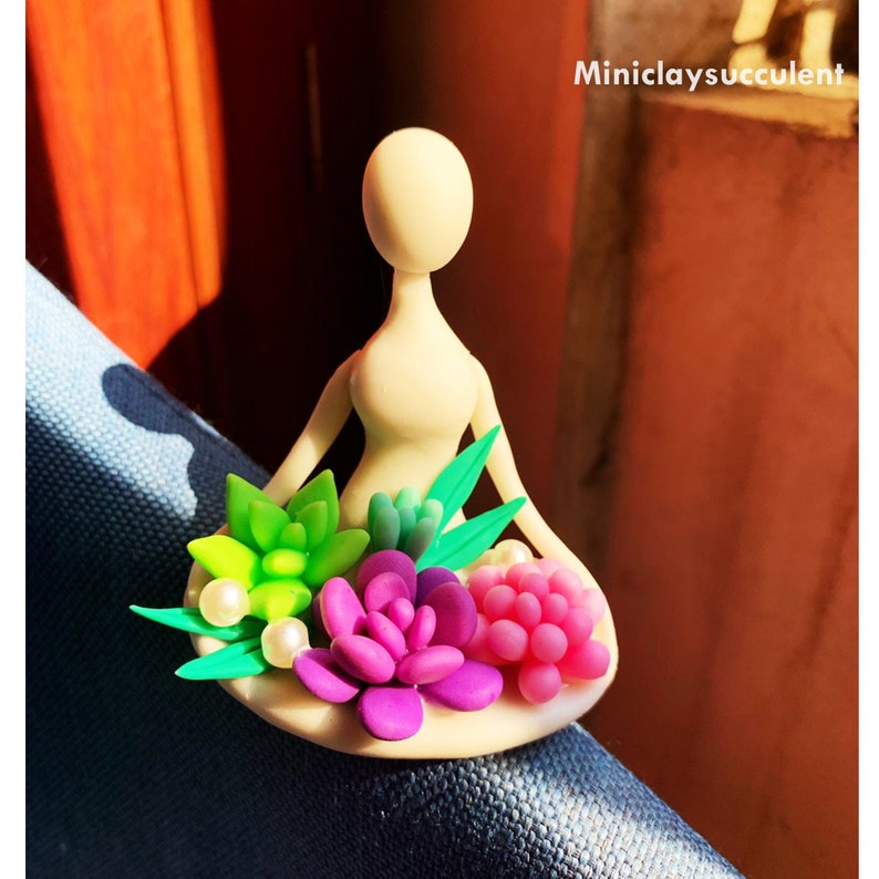 Yoga Statue Woman Planter Flower, Handmade Bohemian Style, Yogi Namaste ...