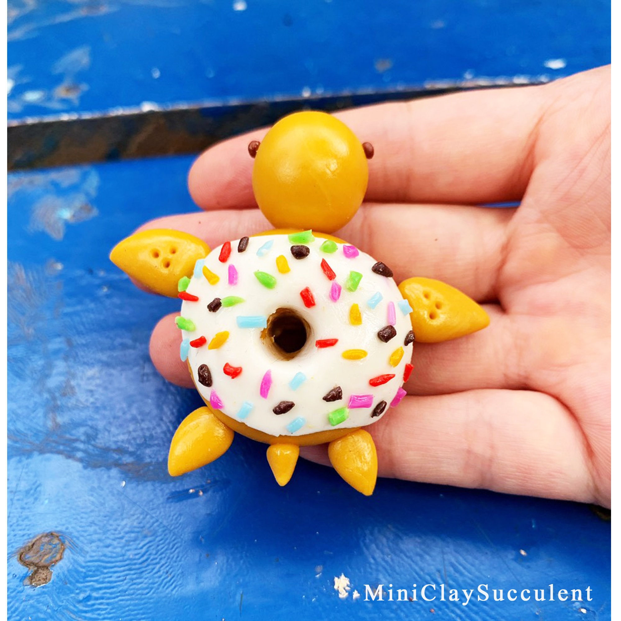 Miniature Donut Turtle Handmade Unique Clay Black Doughnut - Etsy