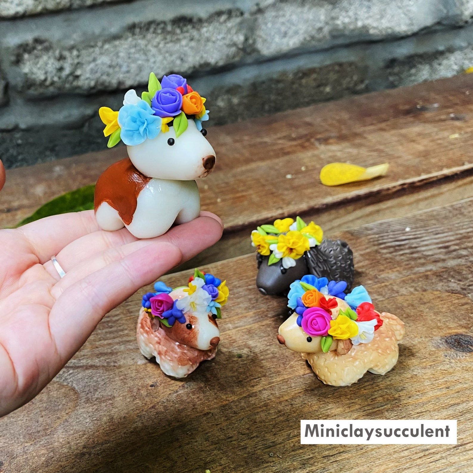 Portrait Dog Flowers, Custom Clay Pet Portraits, Pet Loss Gift ...