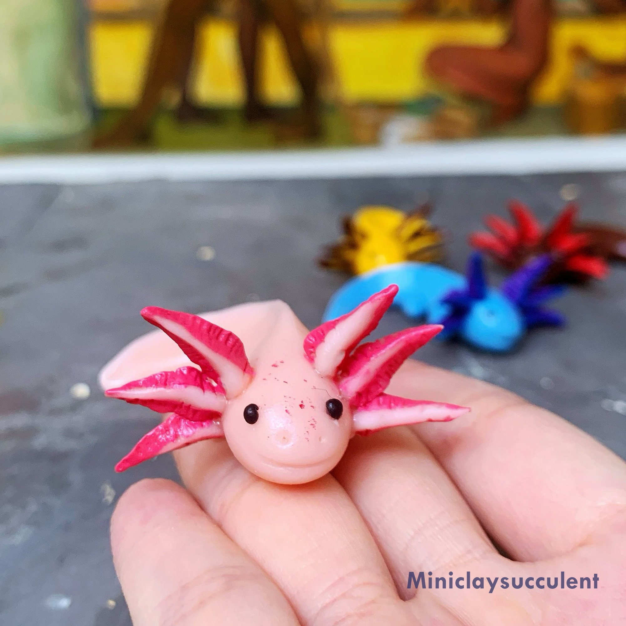 Handmade Smile Axolotl Toy, Clay Pink Axolotl, Unique Pet Axolotl ...