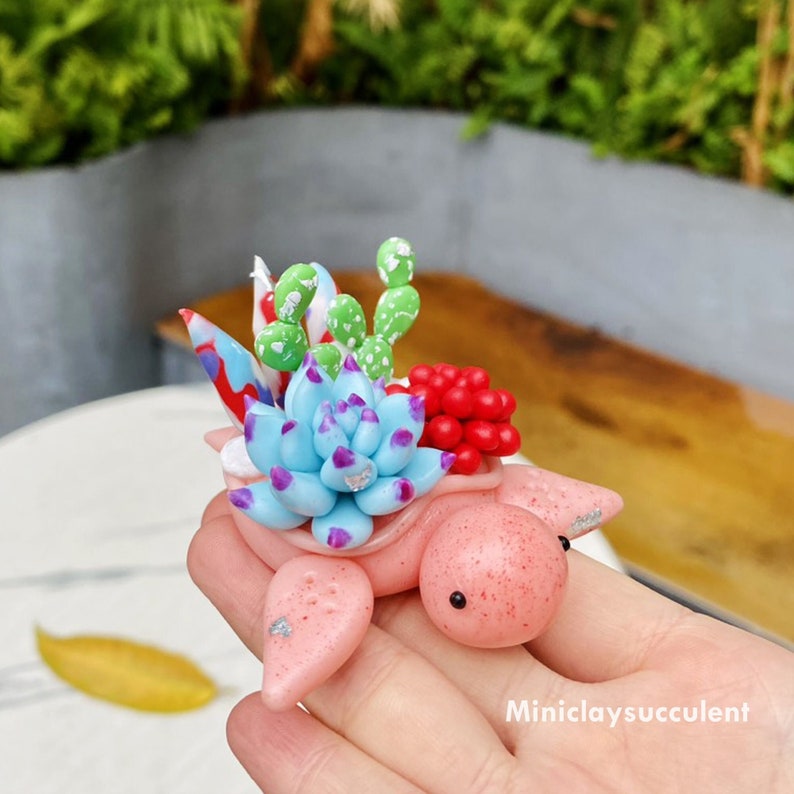 Miniature Pink Turtle Succulents, Purple Crystals Turtle Toy, Mom Gifts ...